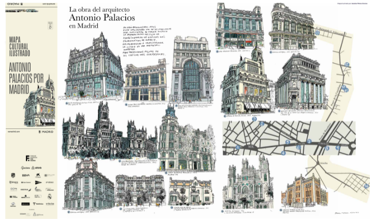 Un mapa cultural ilustrado elaborado por COAM y el Ayuntamiento ofrece ...